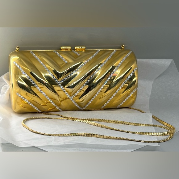 Elan | Bags | Elan Clutch Bag With Chain Strap Gold Metallic | Poshmark